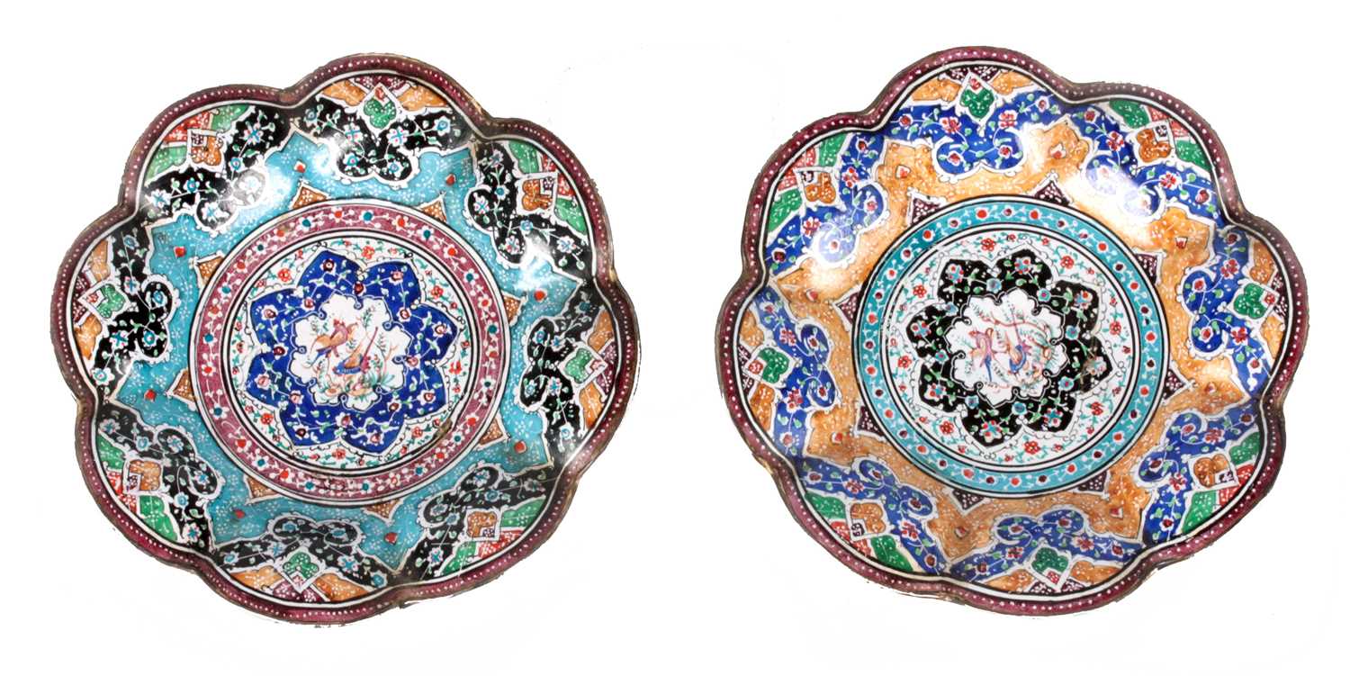 Lot 203 - TWO 19TH CENTURY ISNIC ENAMELED DISHES