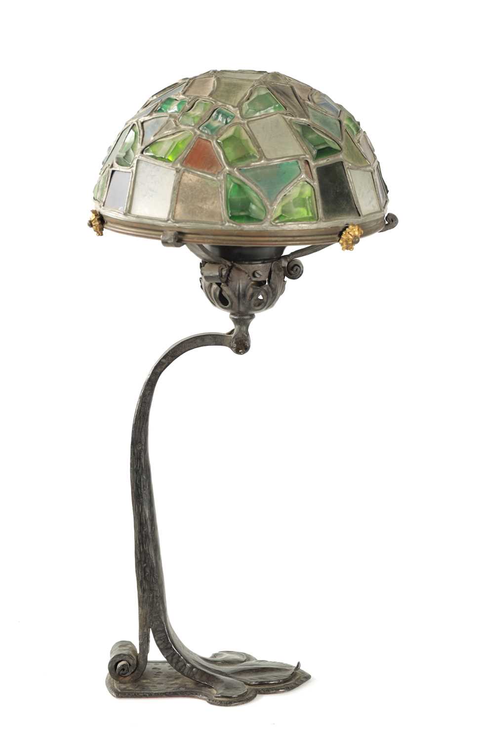 Lot 44 - AN ART NOUVEAU IRONWORK ELECTRIFIED LAMP BASE