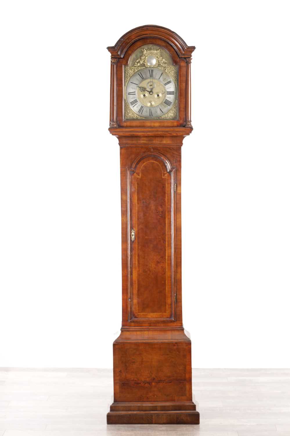 Lot 1010 - A GEORGE II BURR WALNUT LONGCASE CLOCK BY
