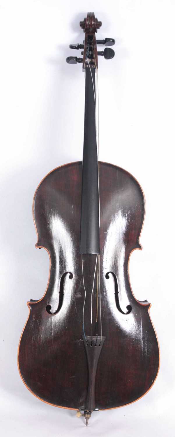 Lot 356 - AN ANTIQUE CELLO length of back 76cm